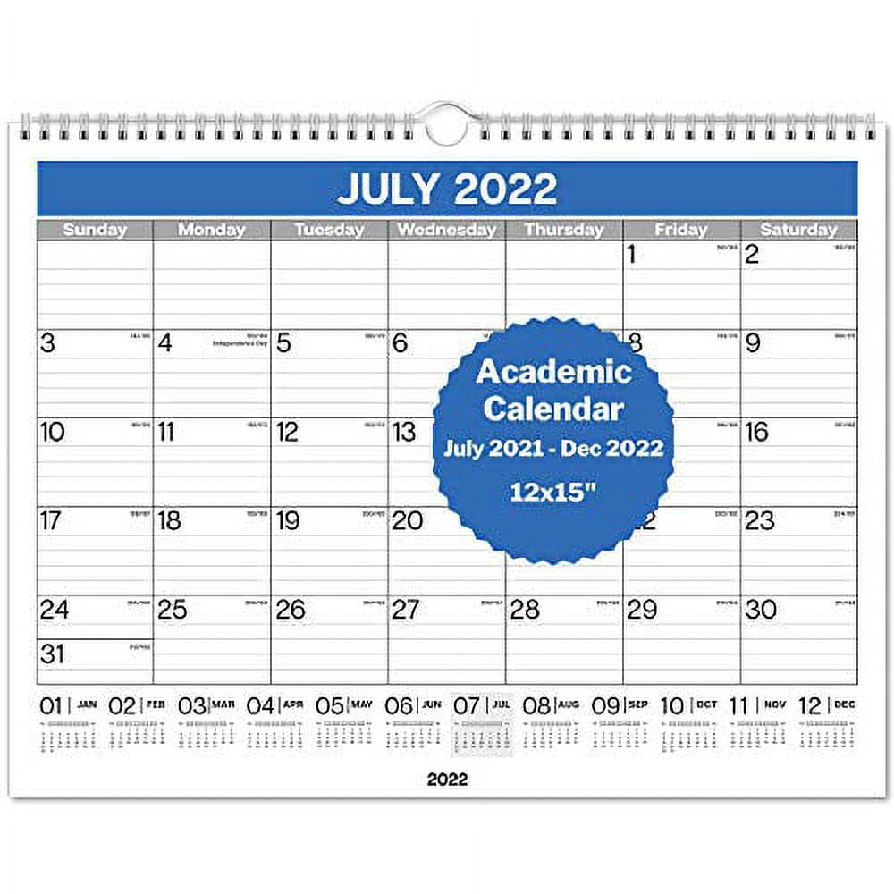 Dunwell Large Wall Calendar 2021-2022 - (Blue, 12x15), Use Hanging Wall ...