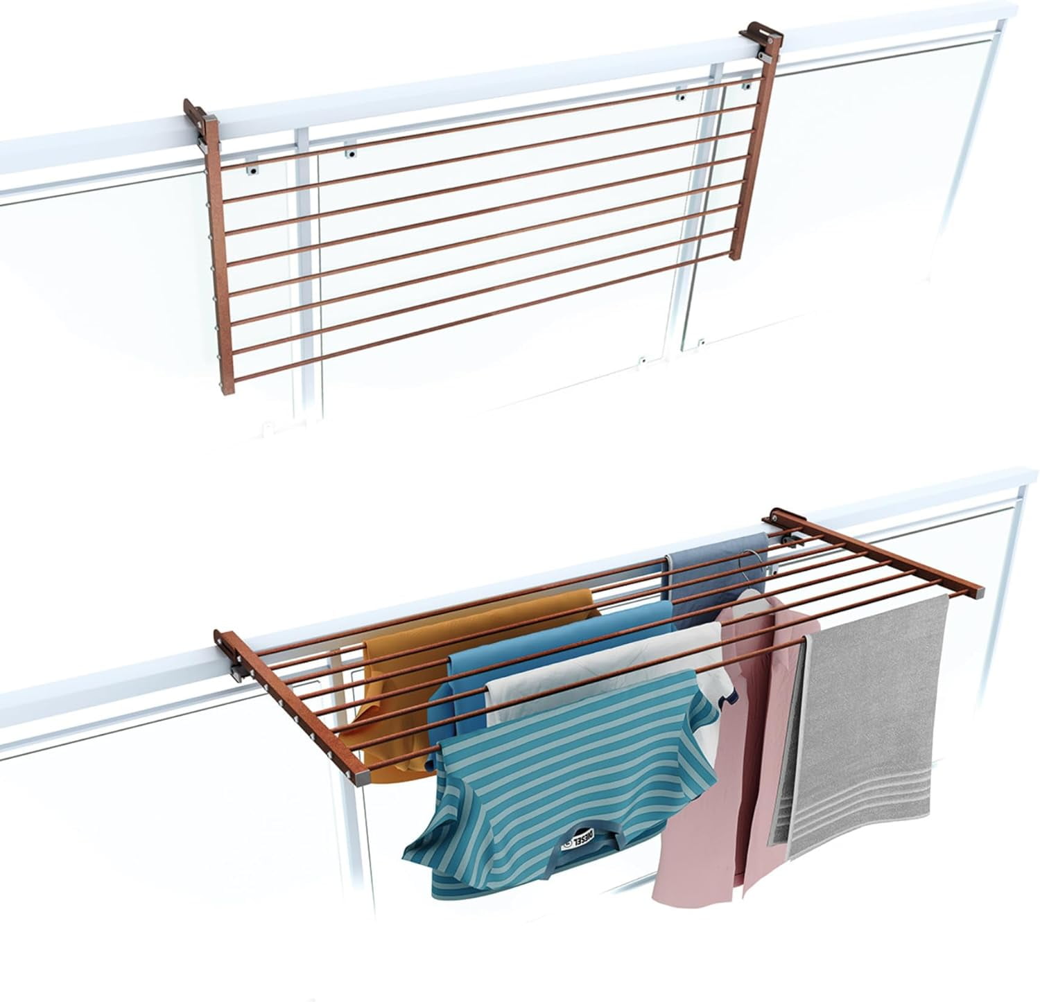 Duo Foldable Balcony Clothes Drying Rack Laundry Drying Rack Folding ...