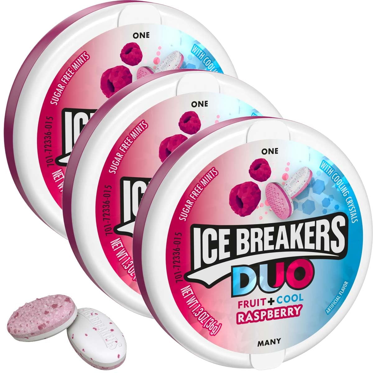 Duo Mints Raspberry Ice Breakers Mints Tin, 3 Pack (1.3 oz Each) - Walmart.com