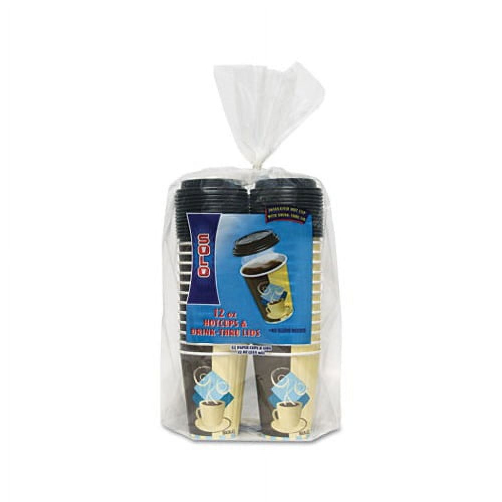 Duo Shield Paper Hot Cups/Lids Combo 12oz, Tuscan Cafe, 52/Pack, 6 ...