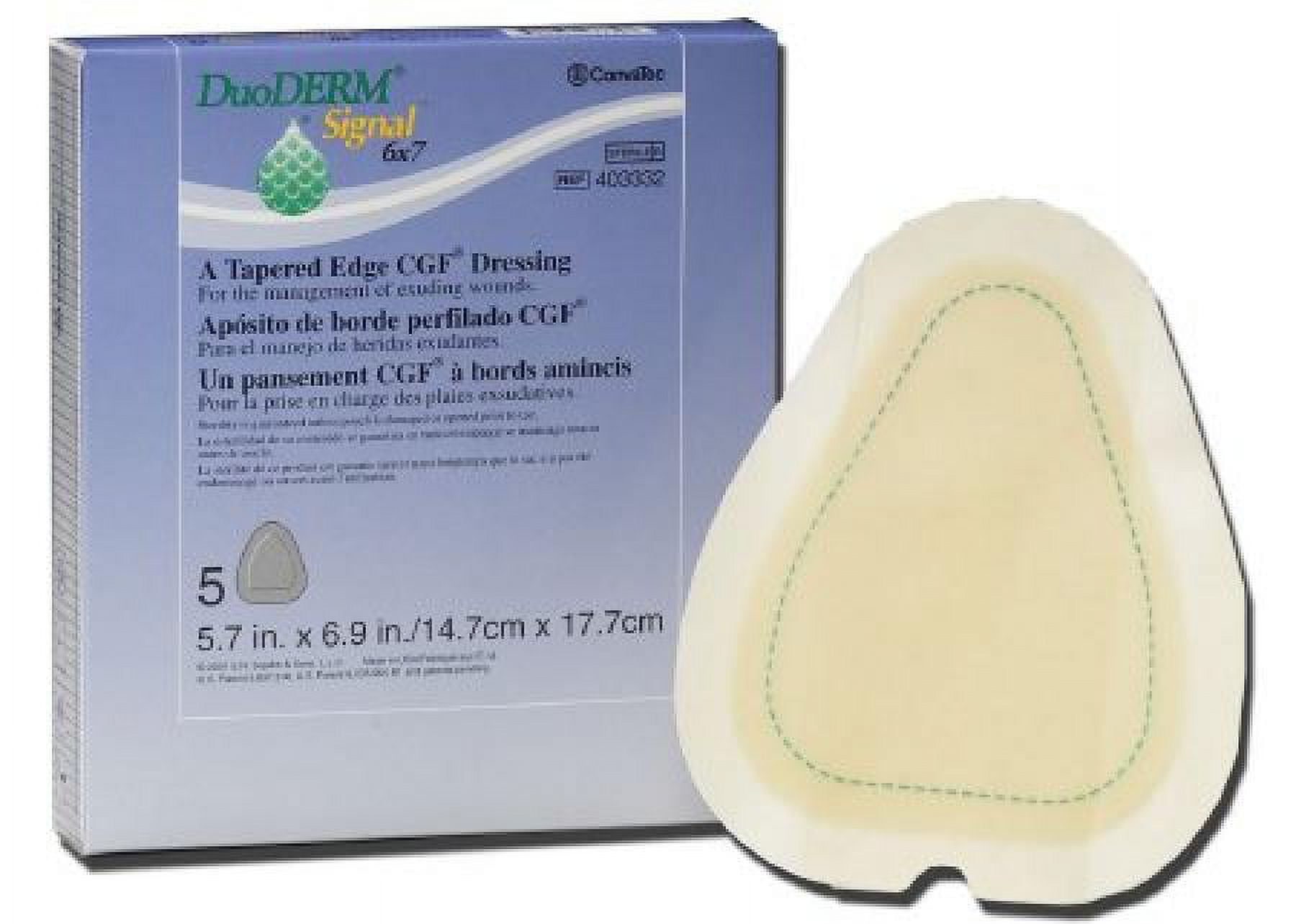 DuoDERM Signal Hydrocolloid Dressing, 6 x 7 Inch, Triangle, Sterile, 5 ...