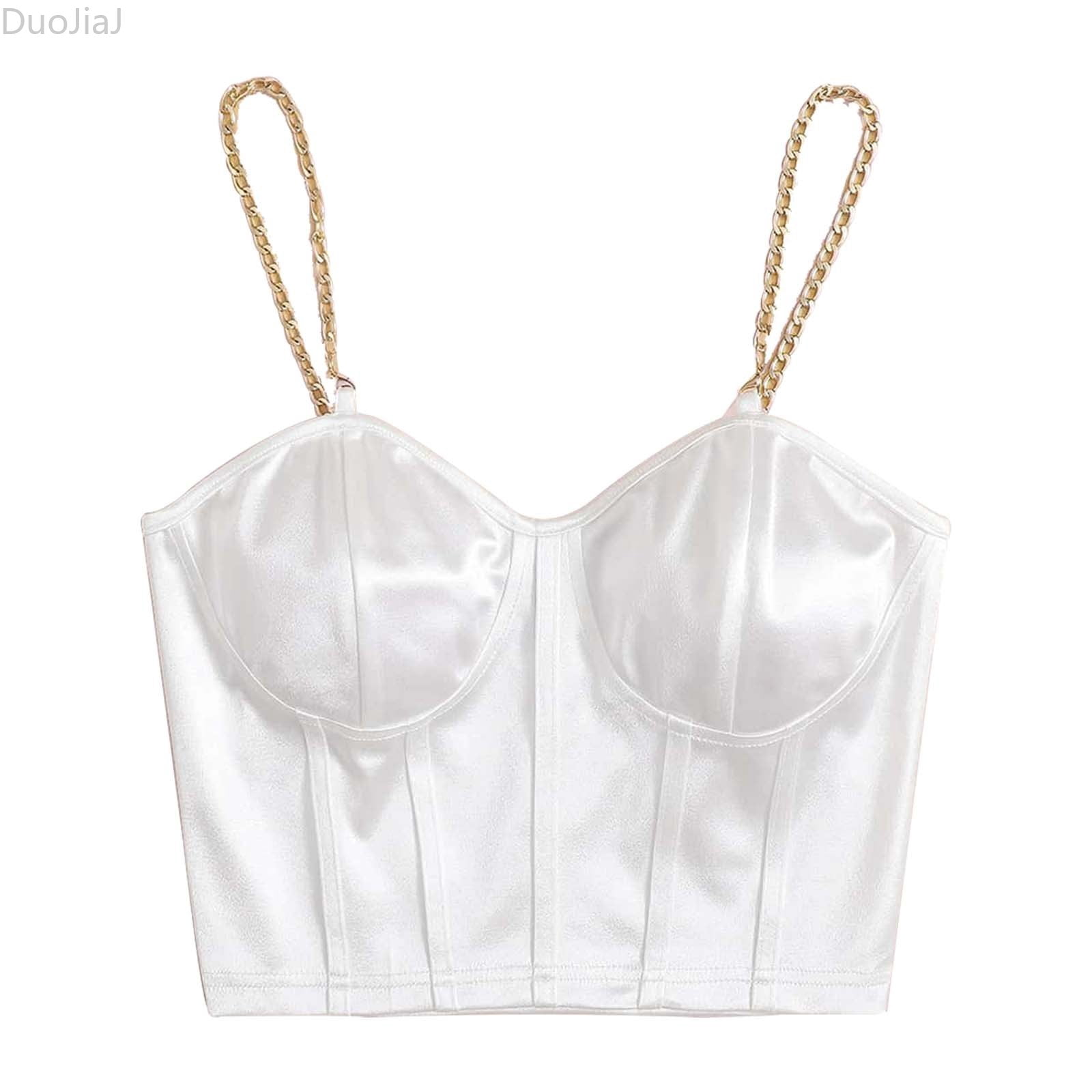 DuoJiaJ Fashion Women's Solid Color Chain Strap Vest Tight Fitting ...