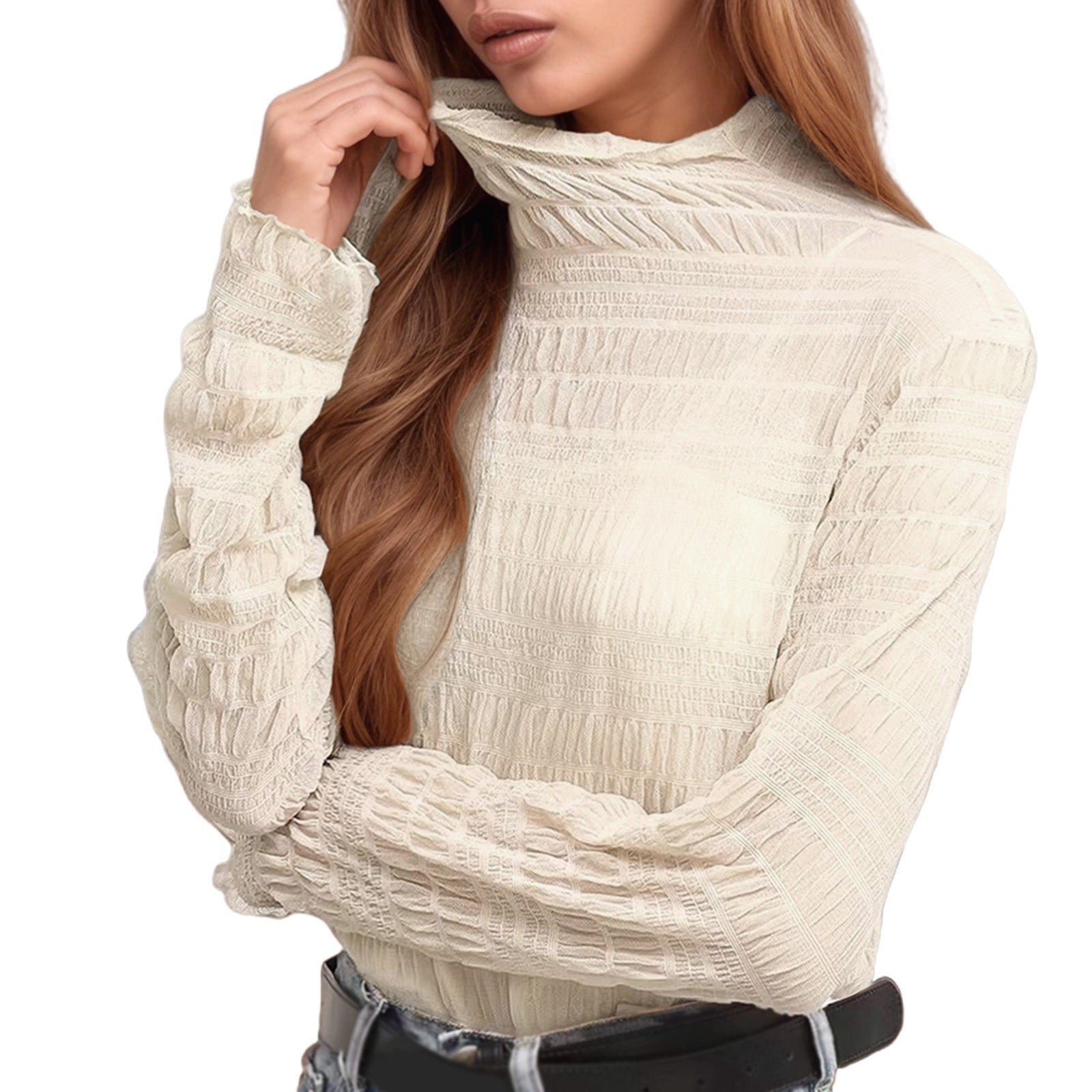 DuoJiaJ High Collar Pleated Lace Shirt For Women Inner Wear Piano ...