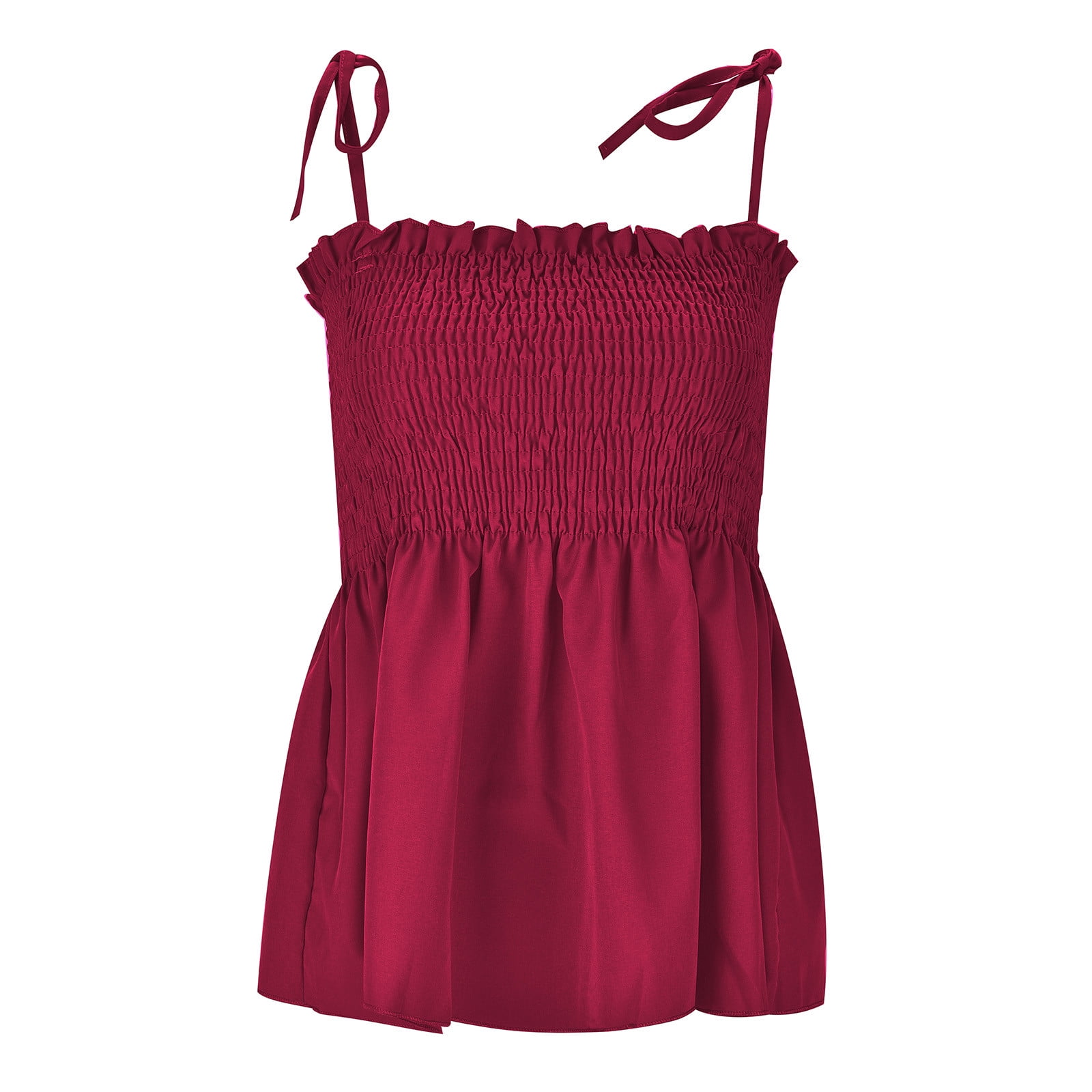 DuoJiaJ Ladies Off Shoulder Pleated Hem Sleeveless Shirt Camisole ...