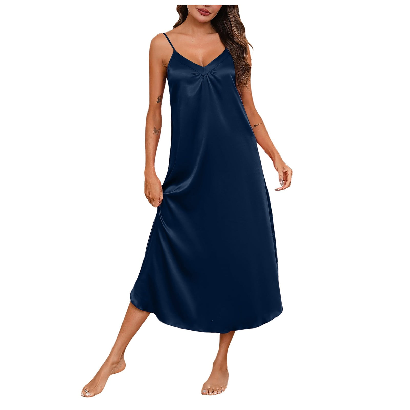 DuoJiaJ Pajama Nightgown For Women Short/Long Sleeve Button Down ...