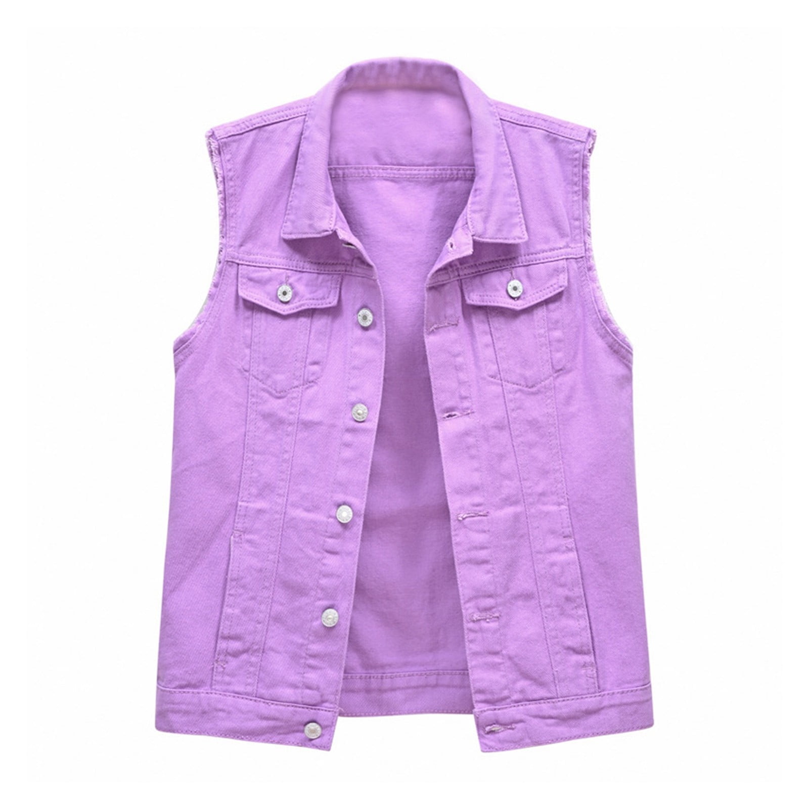 DuoJiaJ Sleek Solid Color Denim Vest For Women With Edges Sleeveless ...