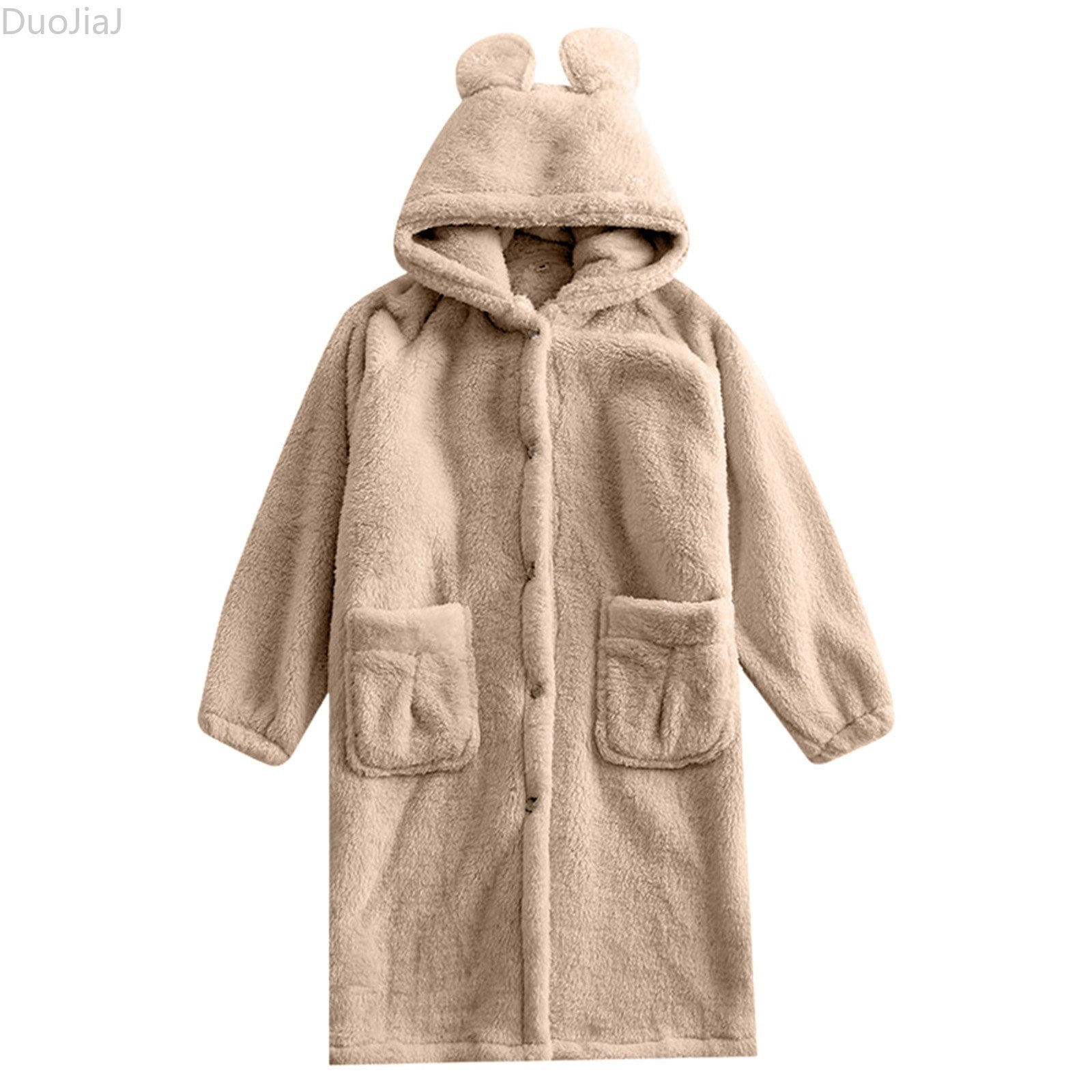 DuoJiaJ Soft Robe Long Length Fleece Bathrobe Cozy Winter Loungewear ...