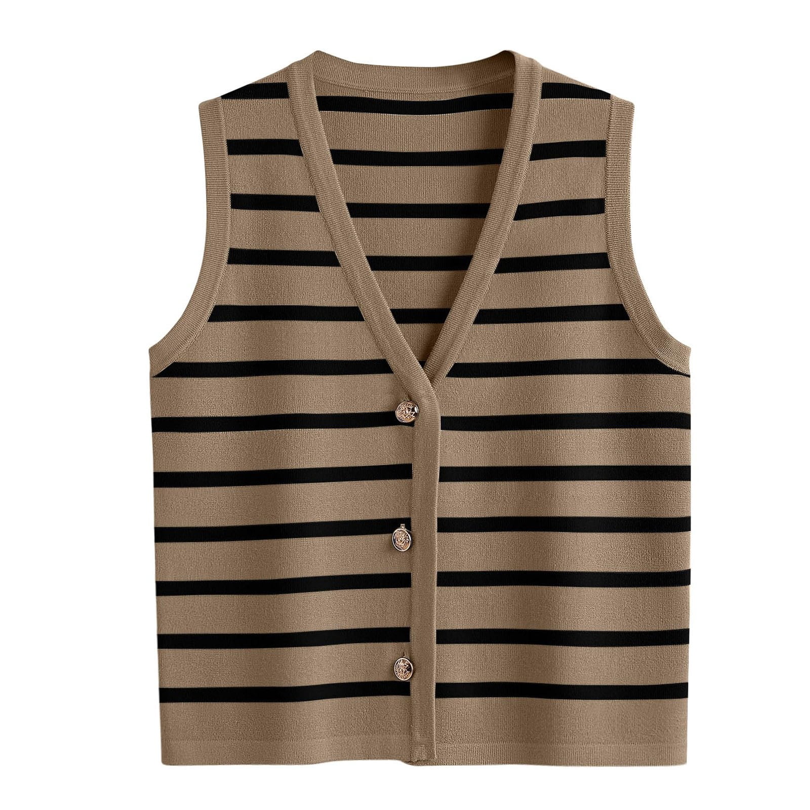 DuoJiaJ Women Striped Dressy Tops Cropped Tank Tops Sleeveless Button ...