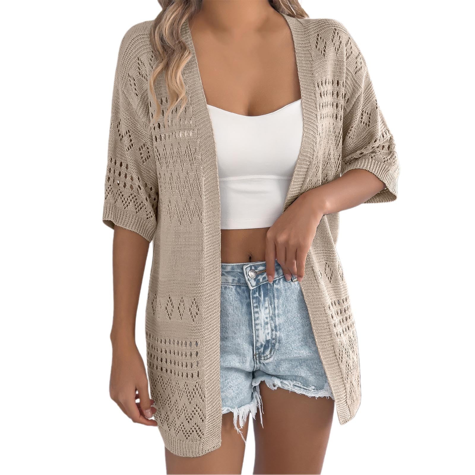 DuoJiaJ Women's Lightweight Knit Cardigan Summer Casual Loose Fit Open ...