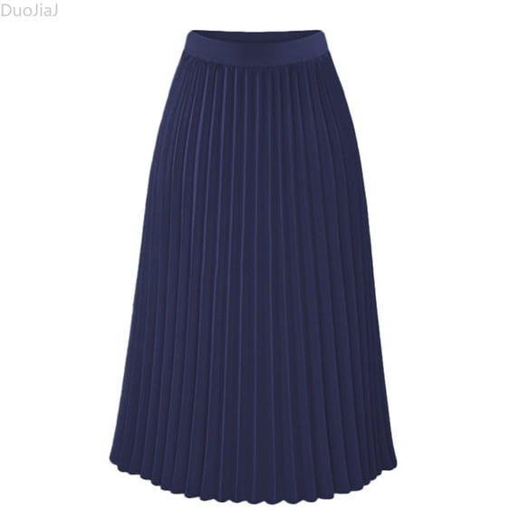 DuoJiaJ Women's Midi Skirt Elastic High Waist Pleated Skirt Knee Length ...