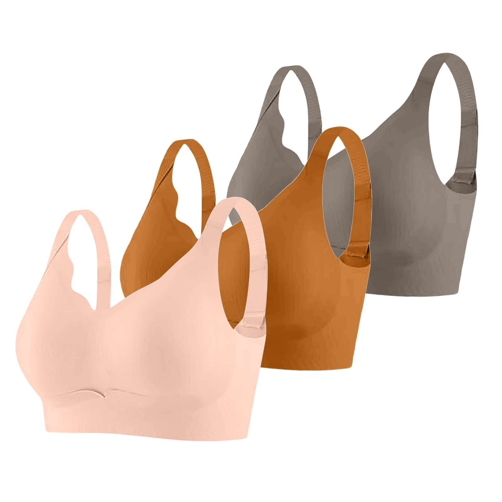 DuoJiaJ Women's Seamless Comfort Bra 3 Piece Set Adjustable Support ...