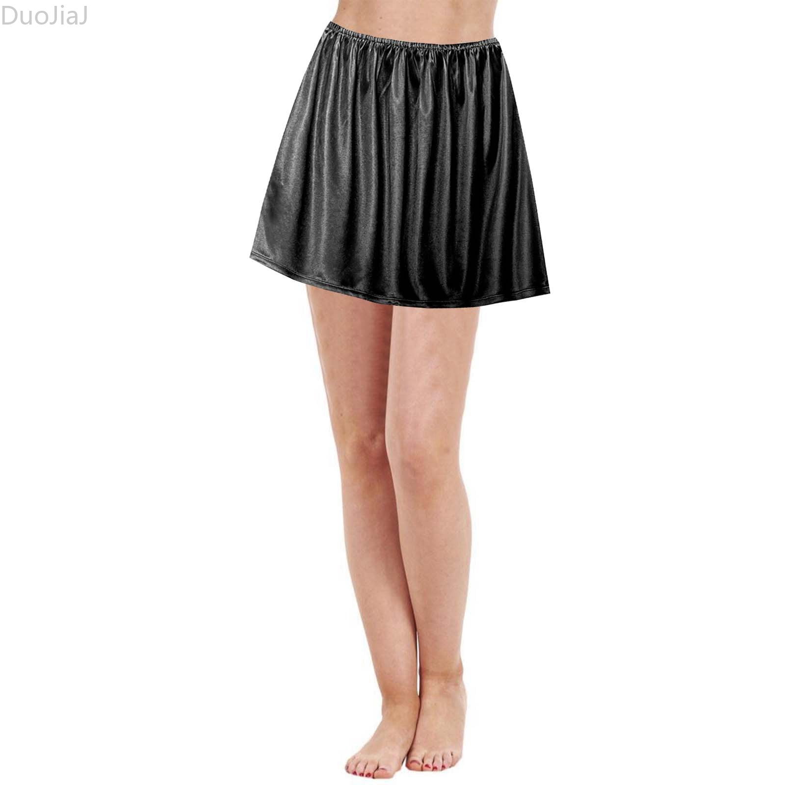 DuoJiaJ Women's Solid Color Slip Skirt Base Skirt Penetration Skirt ...
