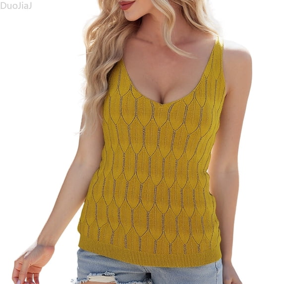DuoJiaJ Women's Solid Color V Neck Lace Up Knit Vest Stylish And Summer ...