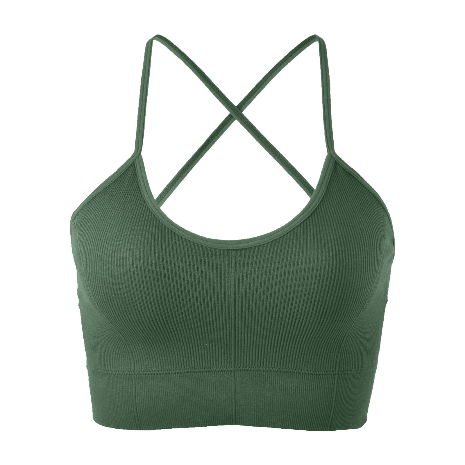 DuoJiaJ Women's Sports Bra Padded Crossback Bustier Without Underwire ...