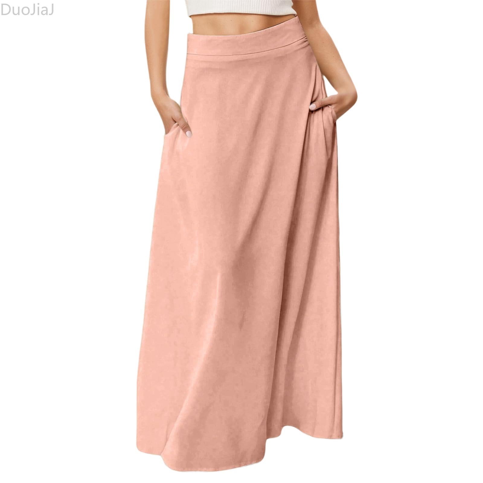 DuoJiaJ Women's Straight Skirt Casual Basic Solid Midi Skirt For Daily ...