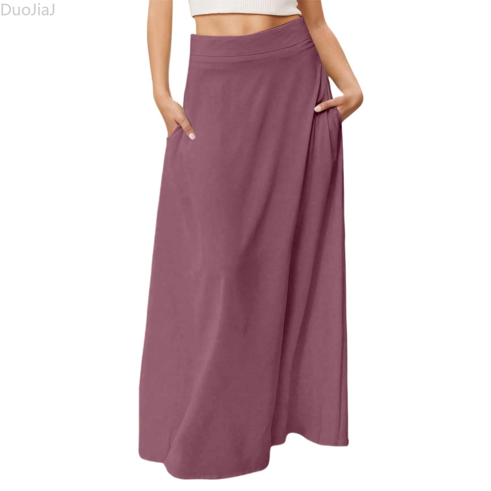 DuoJiaJ Women's Straight Skirt Casual Basic Solid Midi Skirt For Daily ...