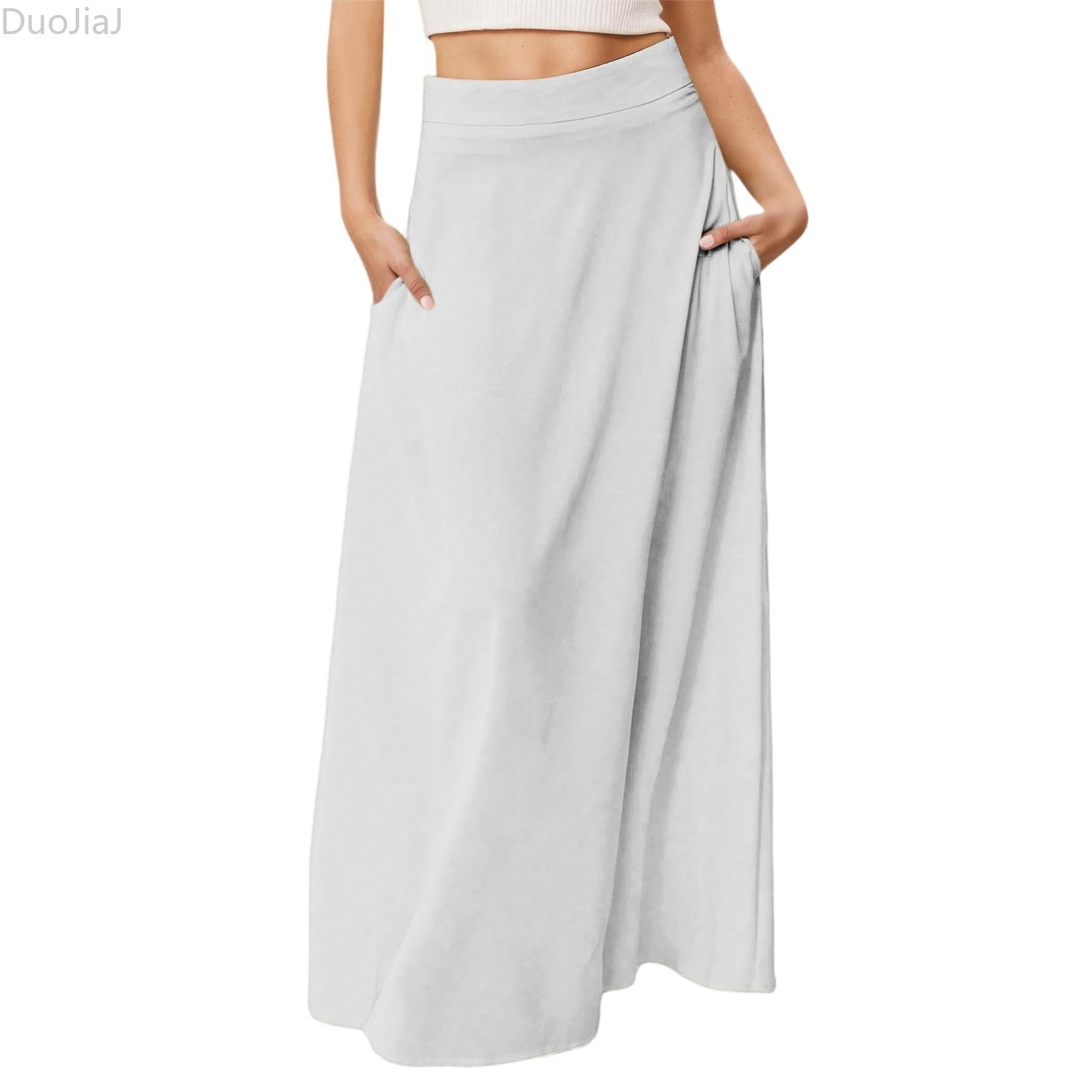 DuoJiaJ Women's Straight Solid Skirt Casual Basic Midi Skirt For Daily ...