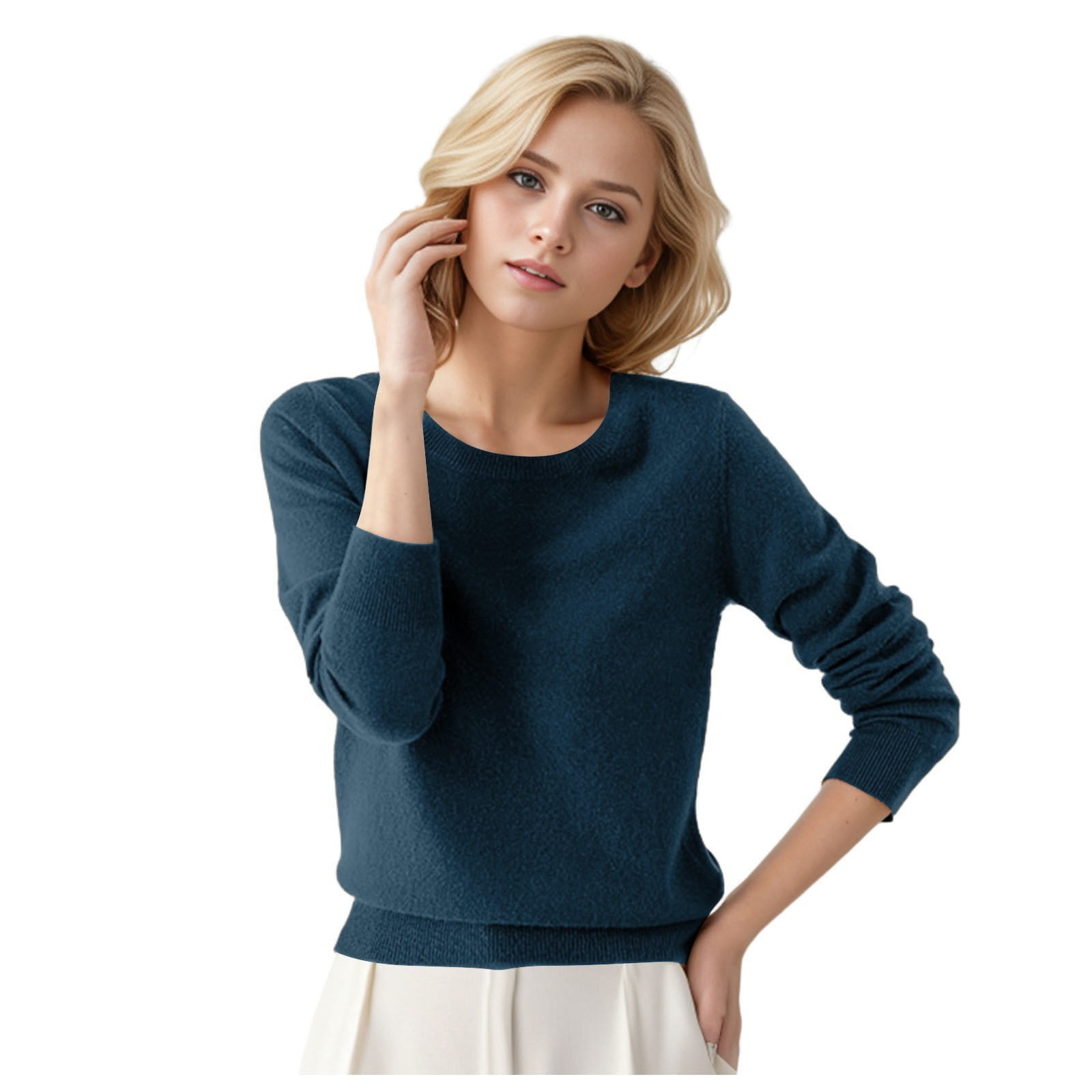 DuoJiaJ Women's Sweater Cotton Long Sleeeve Pullover Sweater Soft ...