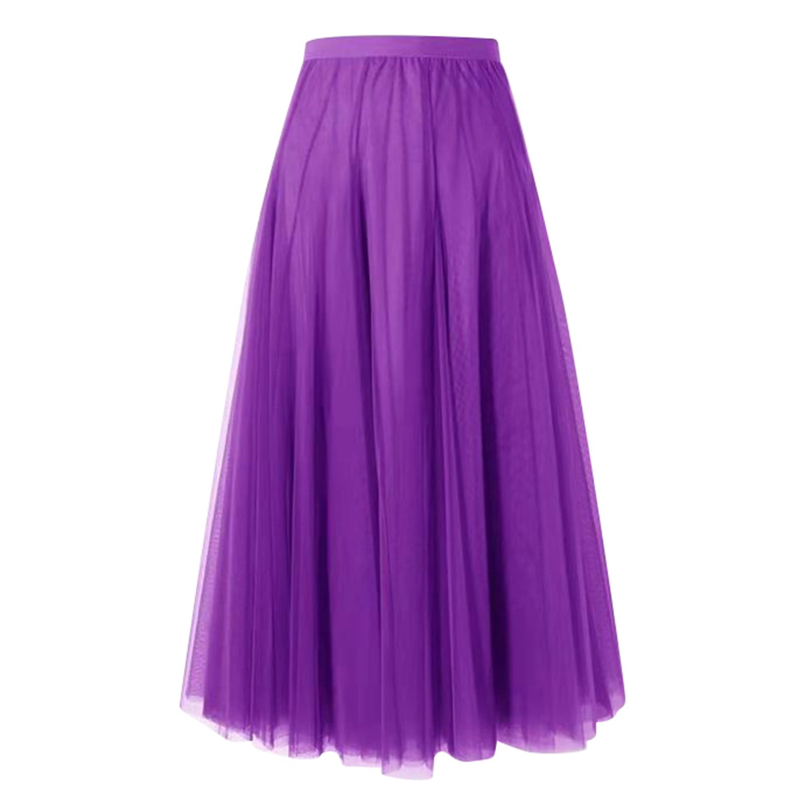 DuoJiaJ Women's Tulle Skirts A-Line Mesh Pleated Elastic Skirts Solid ...