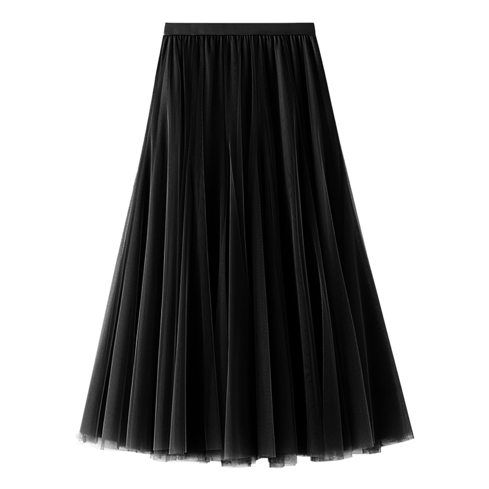 DuoJiaJ Women's Tulle Skirts A-Line Mesh Pleated Skirt High Waist ...