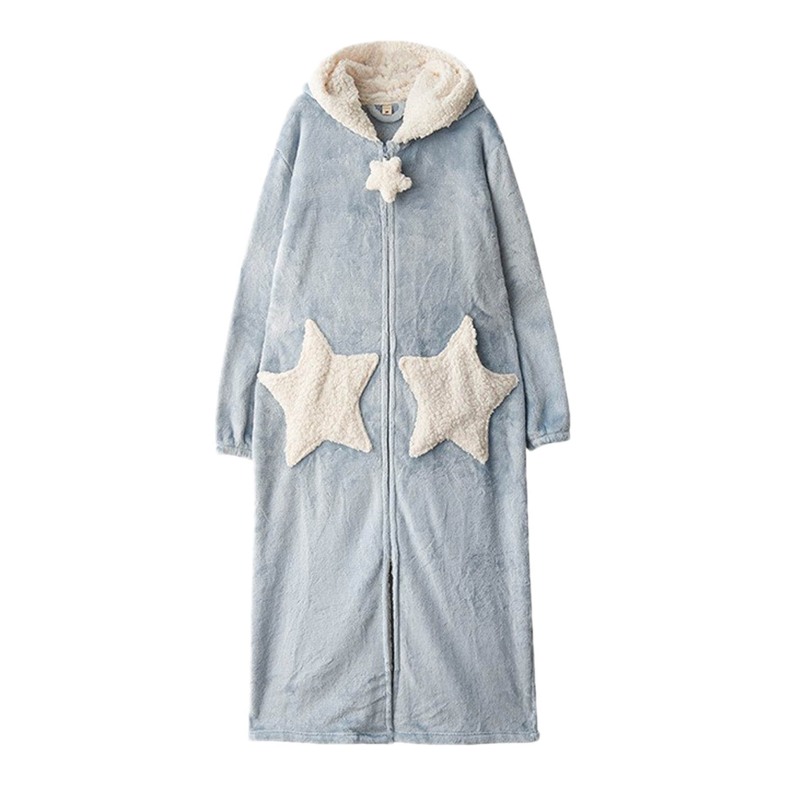 DuoJiaJ Womens Fleece Robe Soft Plush Bathrobe Fluffy Cute Long Coat ...