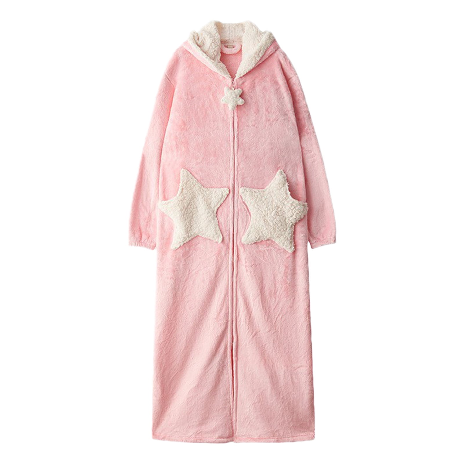DuoJiaJ Womens Robe Soft Plush Bathrobe Fluffy Cute Long Coat Nightgown ...