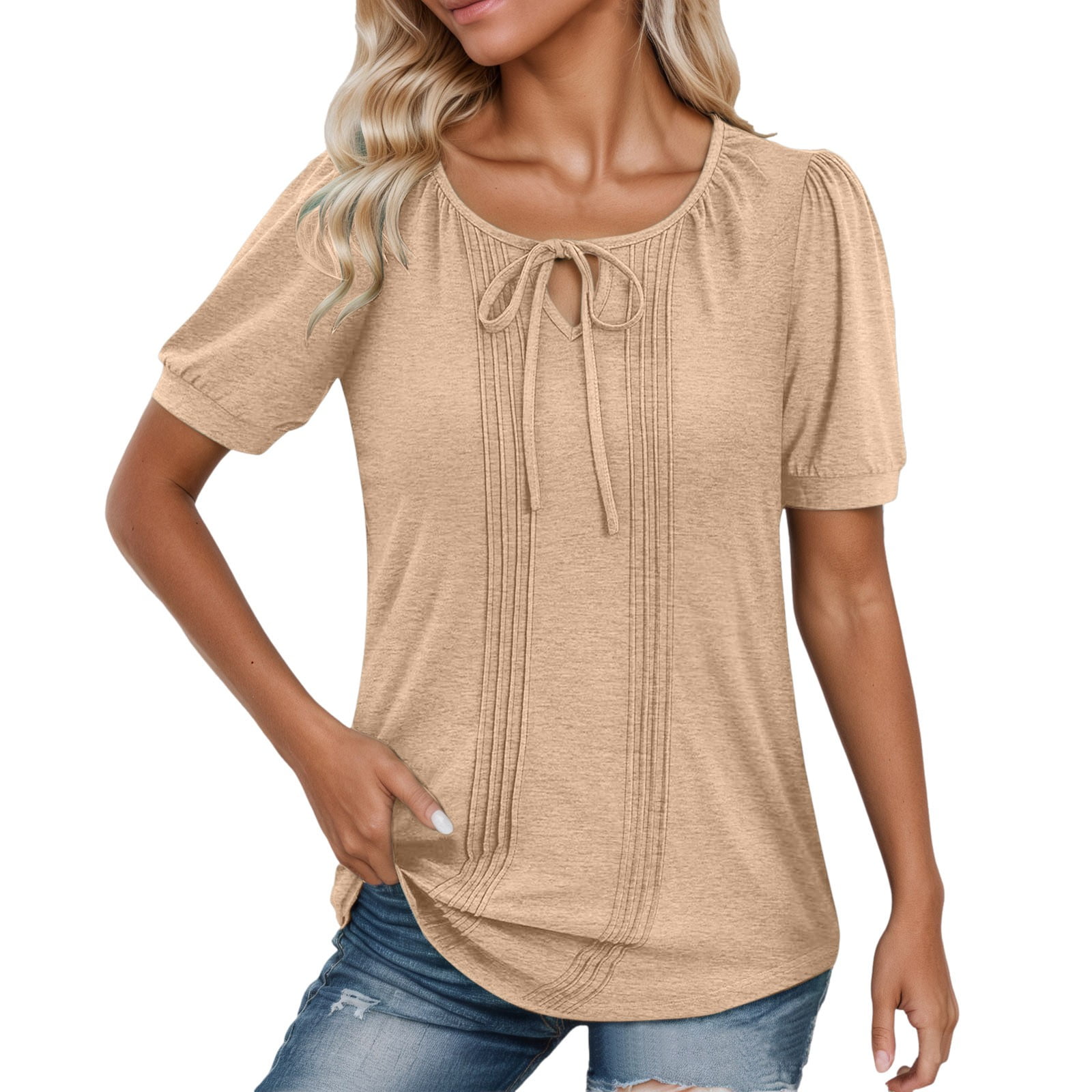 DuoJiaJ Womens Short Sleeves V Neck Floral Summer Tunic Top Woman Boho ...