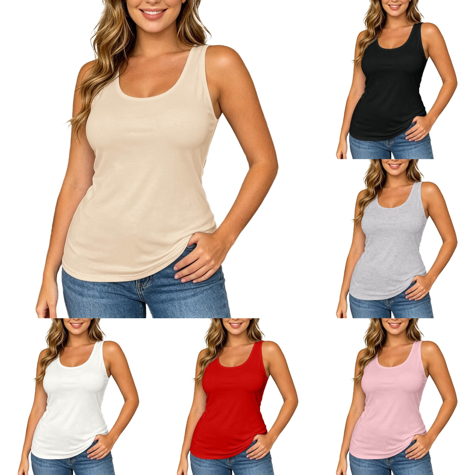 DuoJiaJ Womens Sleeveless Tank, Layering Breathable Lightweight Basic ...