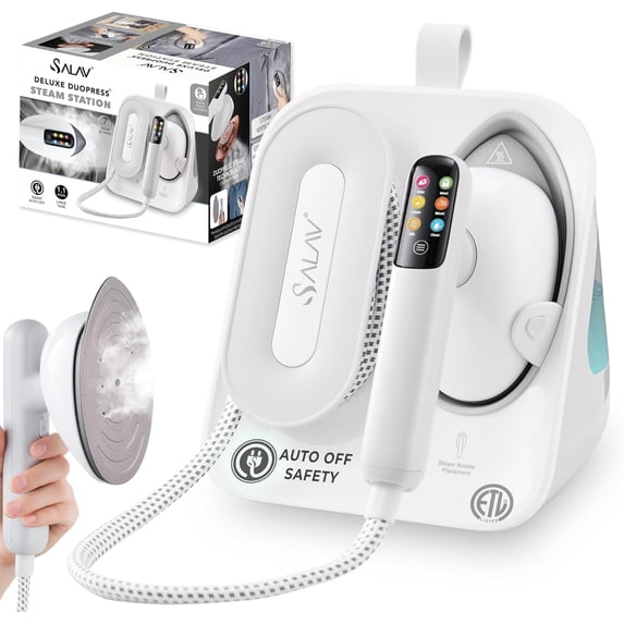 DuoPress Smart Deluxe Steam Station, Garment Steamer & Iron, 6ft Extra ...