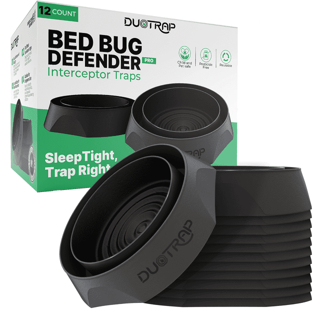DuoTrap Bed Bug Defender Pro - 12 Pack Bed Bug Interceptors, Indoor Bed ...