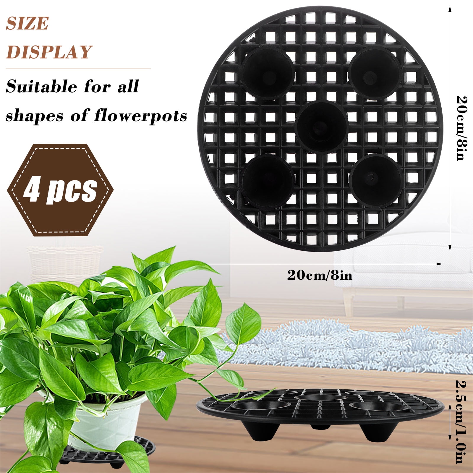 Duochuang 4 Pcs Plant Level Pot Elevator, Heavy Duty Plant Stand, Black ...
