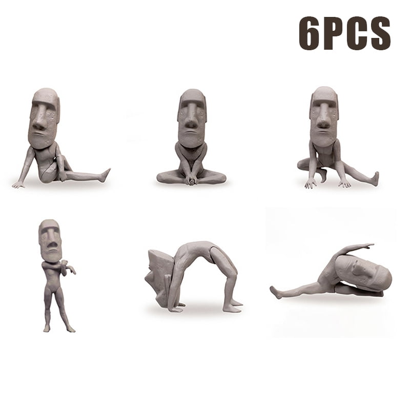 Duochuang 5/6pcs Moai Statue Set Easter Island Moai Sculpture PVC ...