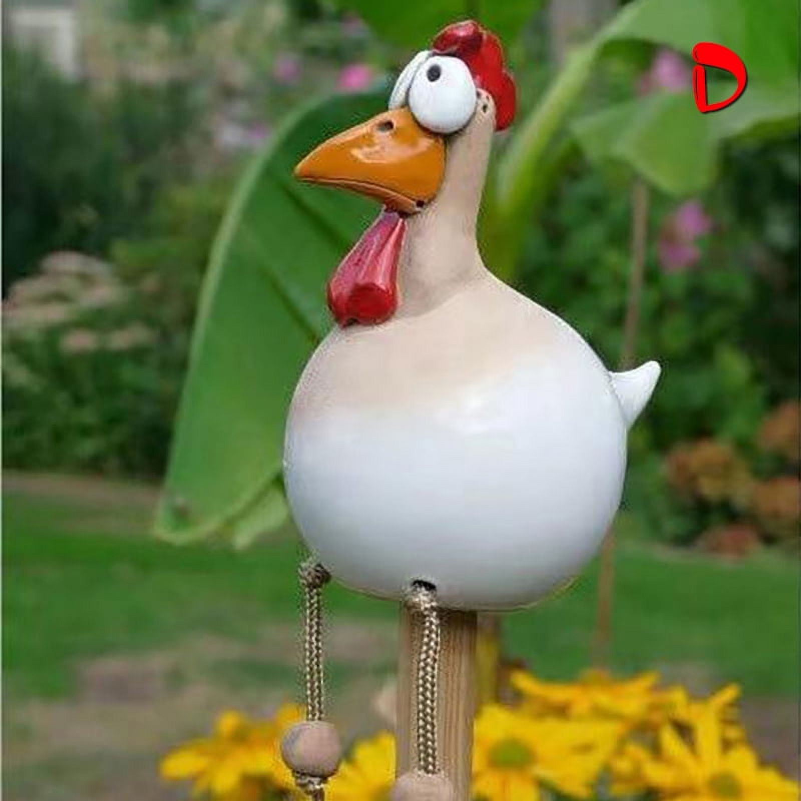 Duochuang Funny Chicken Fence Decor Resin Statues Home Garden Farm Yard ...