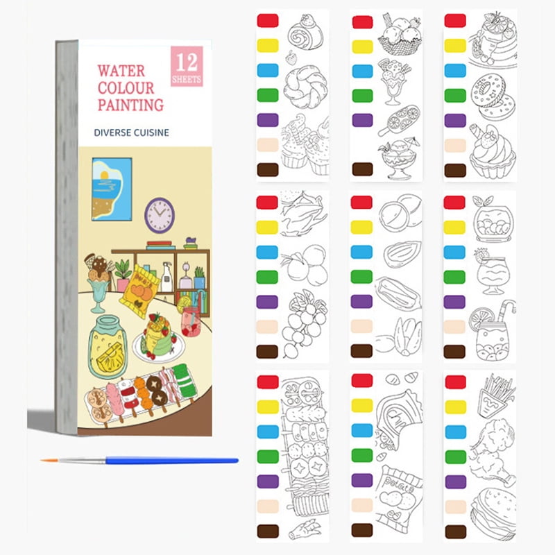 Duochuang Mini Paint Pad Watercolour Paint Pad Coloring Books Pocket ...