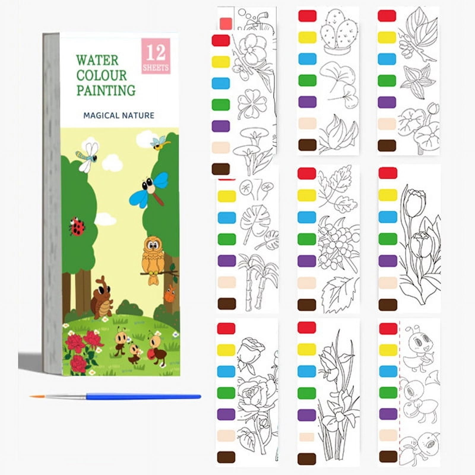 Duochuang Mini Paint Pad Watercolour Paint Pad Coloring Books Pocket ...