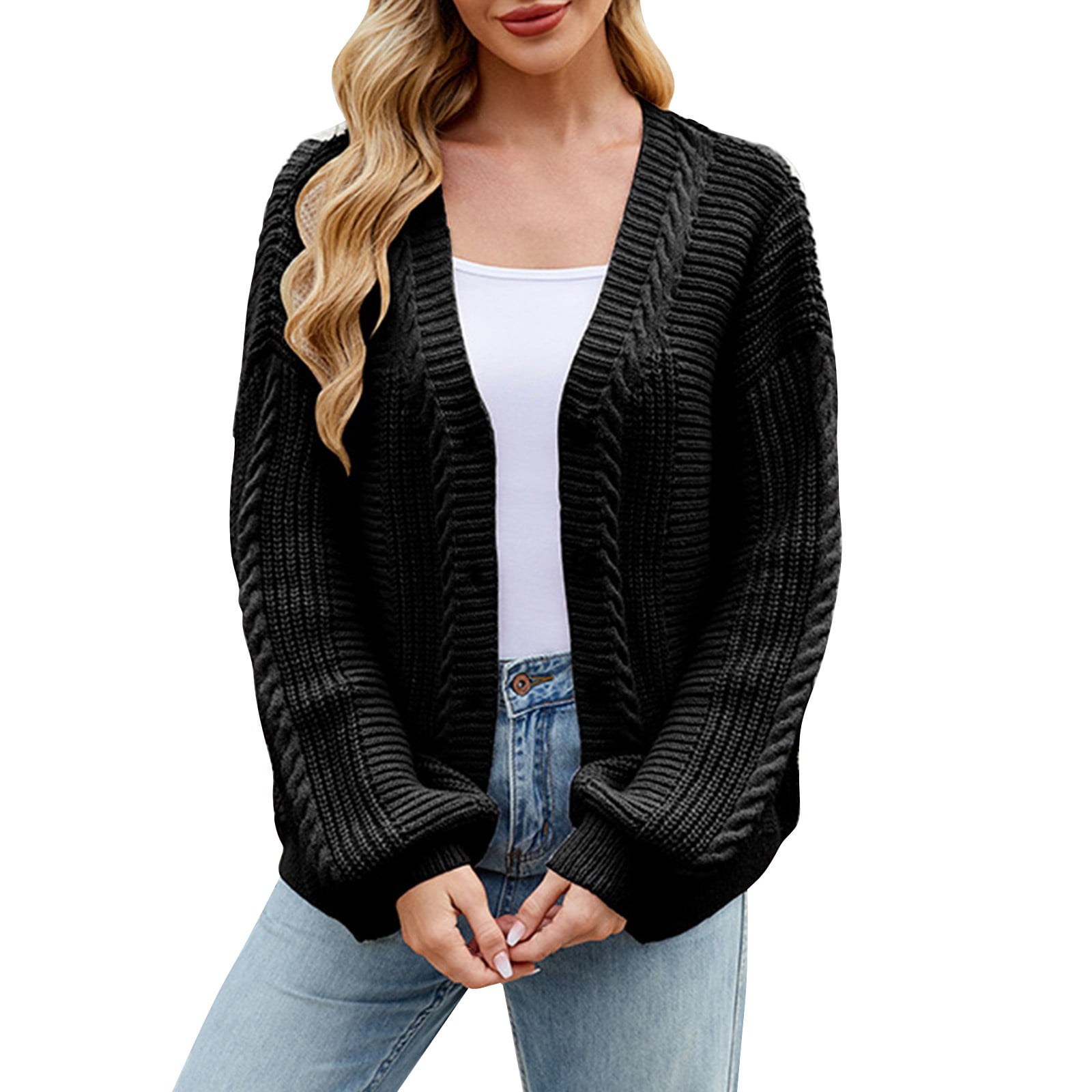 Duoif Cardigan Sweaters for Women Ladies' Lazy Style Loose Autumn and ...