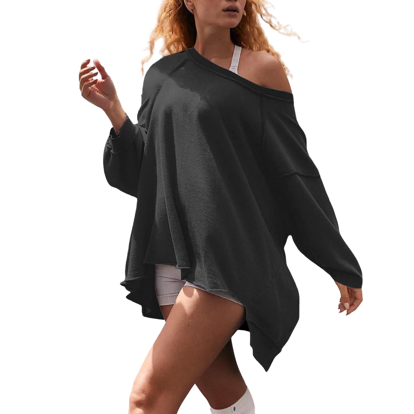 Duoif Fall Sweatshirts for Women, Women's Off-Shoulder Sweatshirt ...