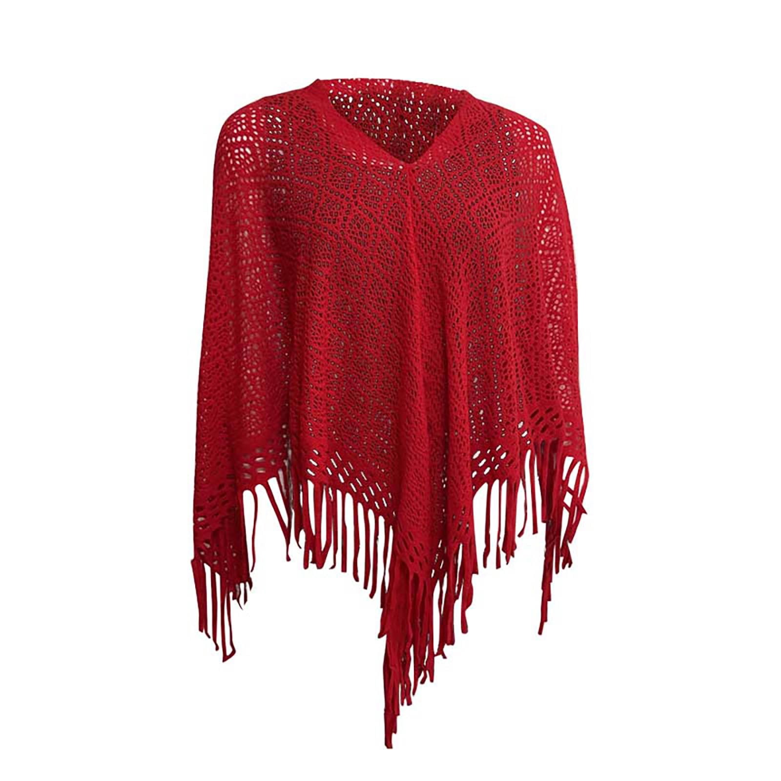 Duoif Poncho Sweater Women, Women's Four Seasons Casual Shawl Knitted ...