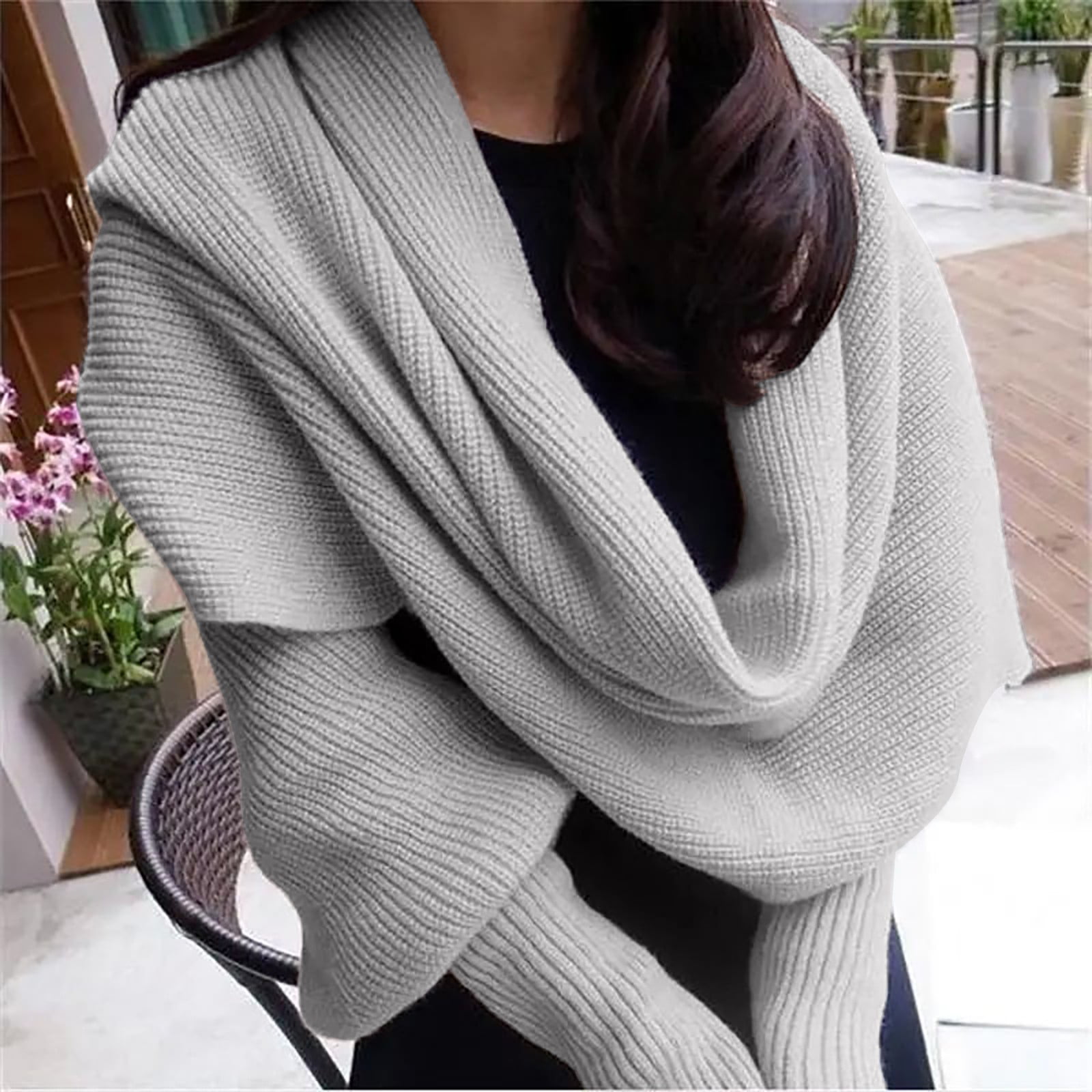 Duoif Scarf Shawl Wraps for Women Shoulder Scarf Knitted Cable Wrap ...