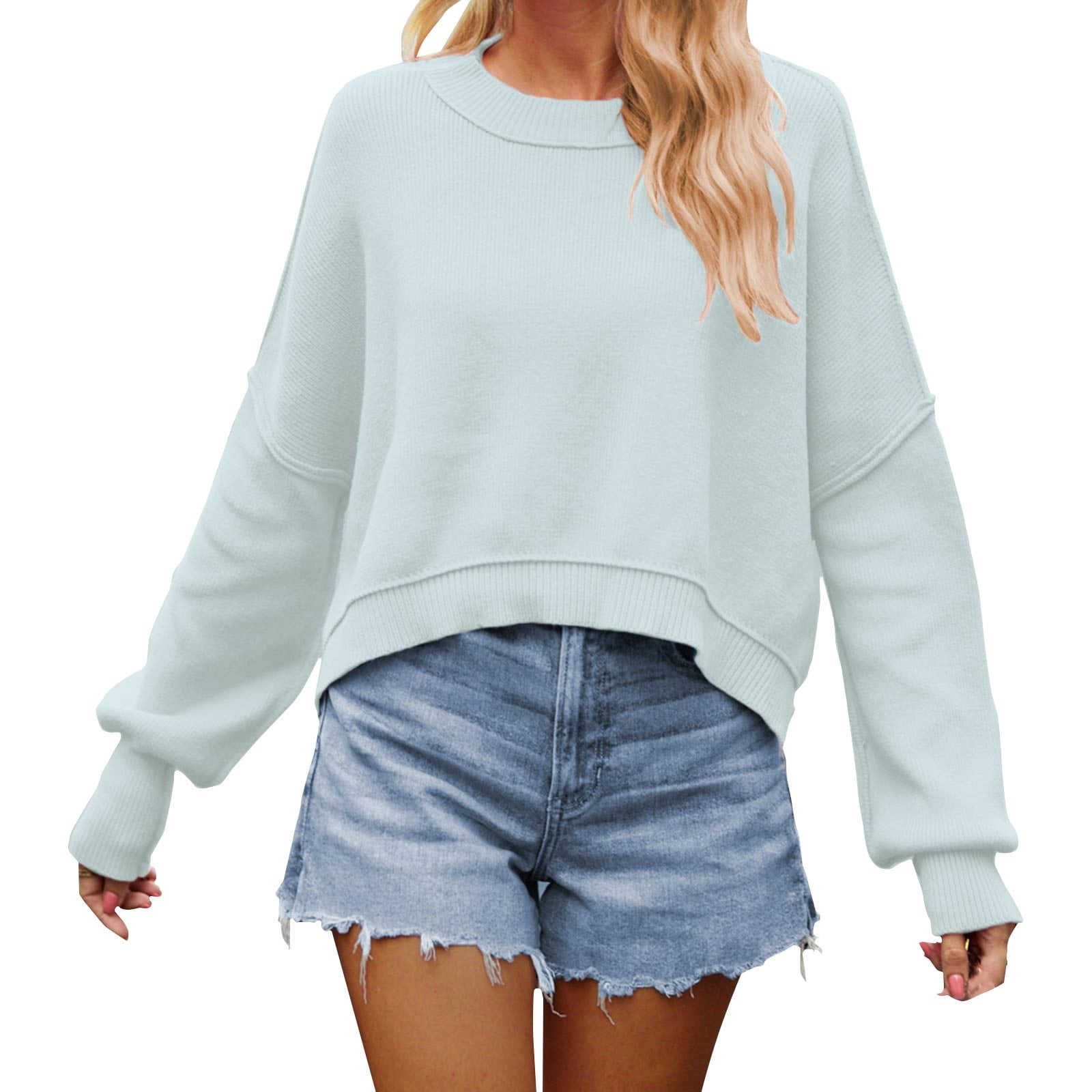 Duoif Sweaters for Women Trendy Women's Solid Color Fashion Casual ...