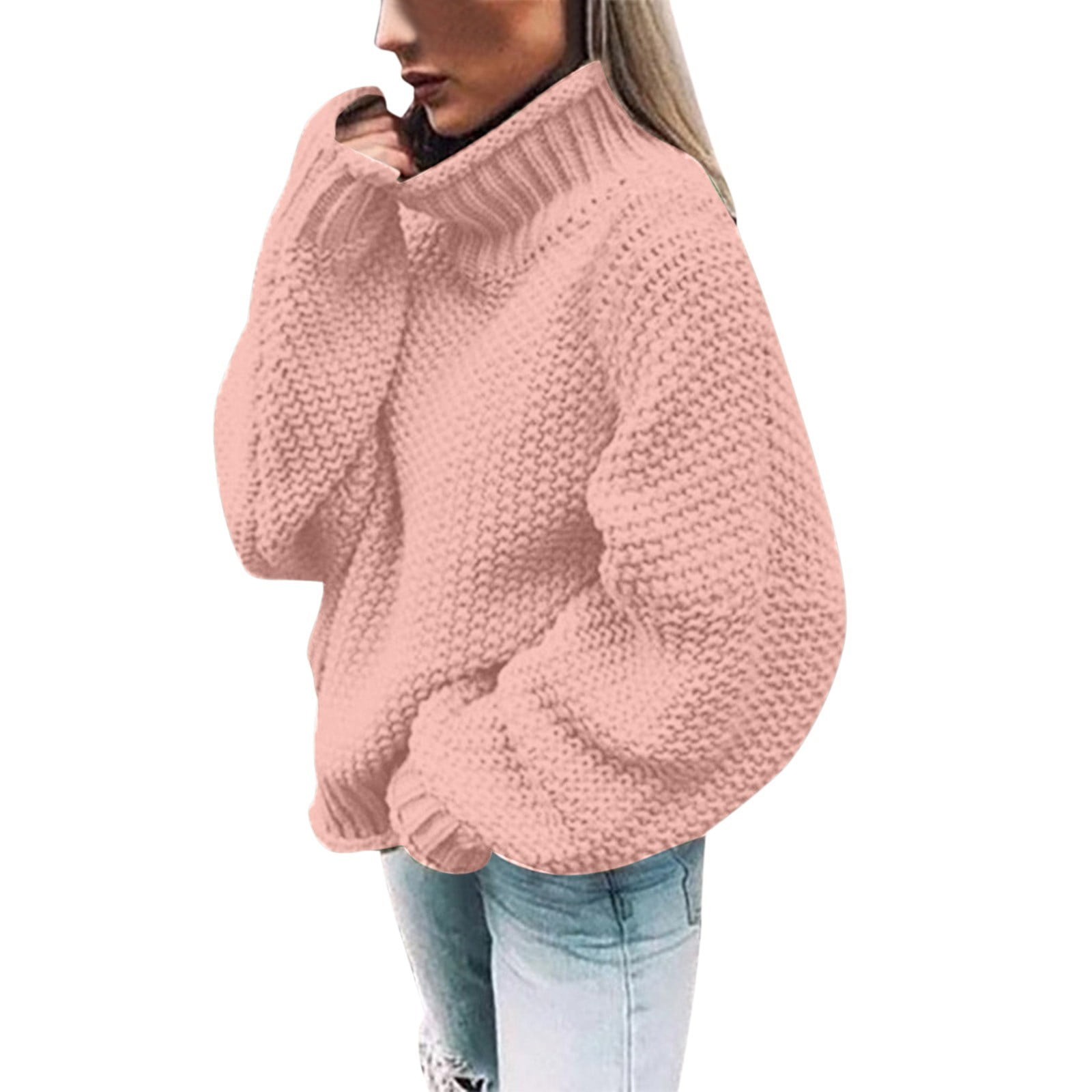 Duoif Sweaters for Women Trendy Solid Casual Long Knitted Sleeve Off ...