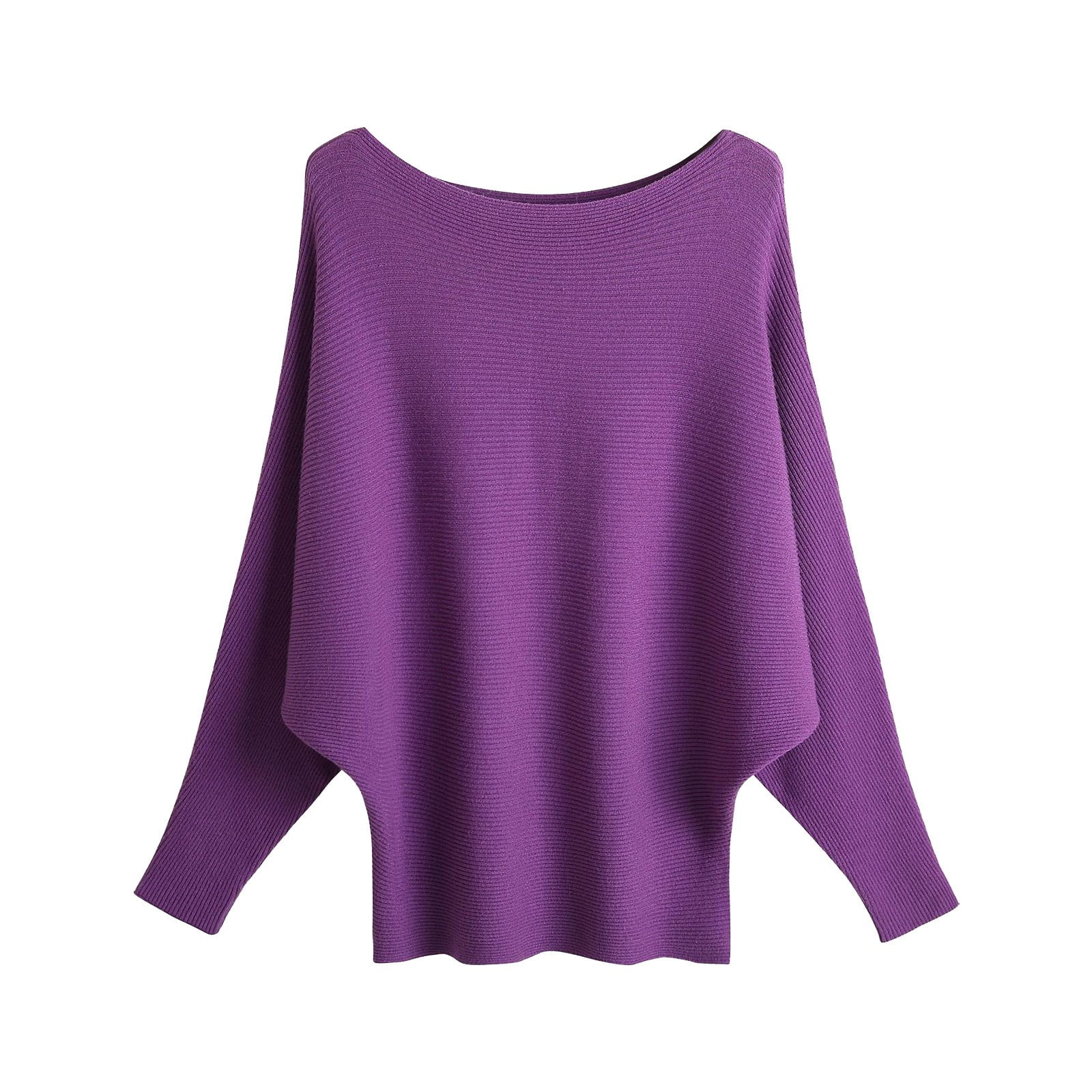Duoif Sweaters for Women Trendy Women's Knitwear A Collar Batwing ...
