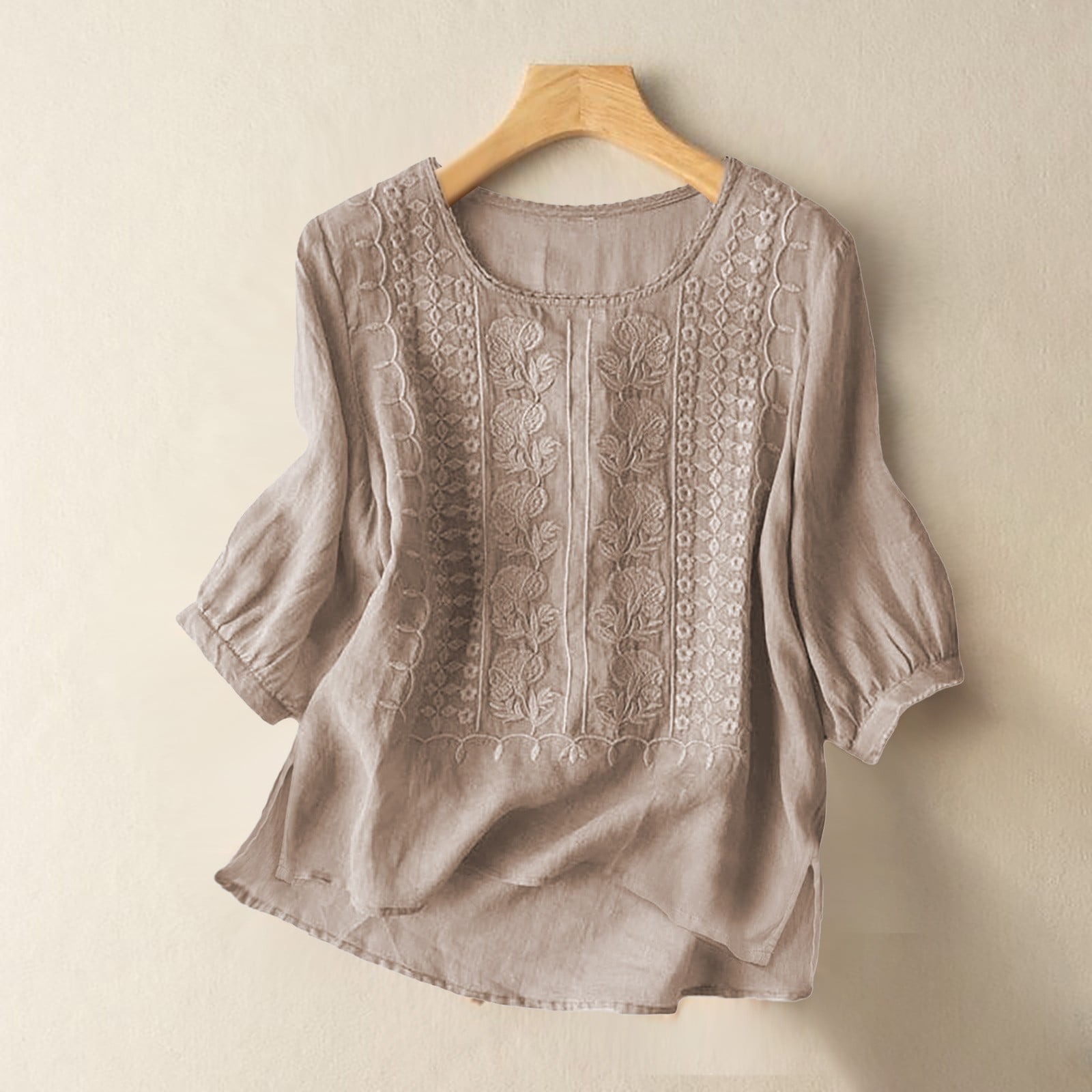 Duoif Women's Fashionable Casual Solid Color Pleated Cotton Linen ...
