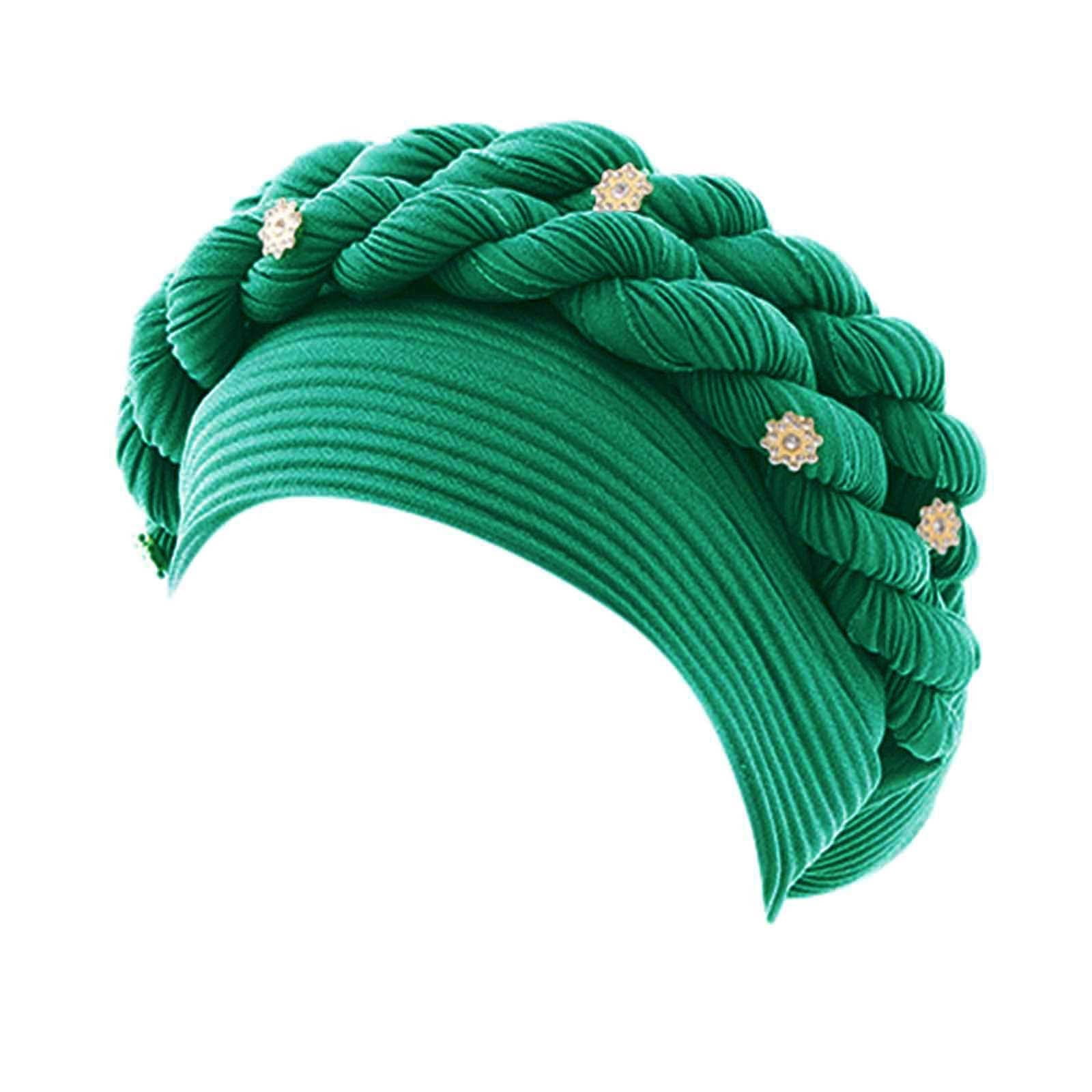 Duoif Womens Hats Fashion Women Beading Braid Hat Muslim Ruffle Cancer ...