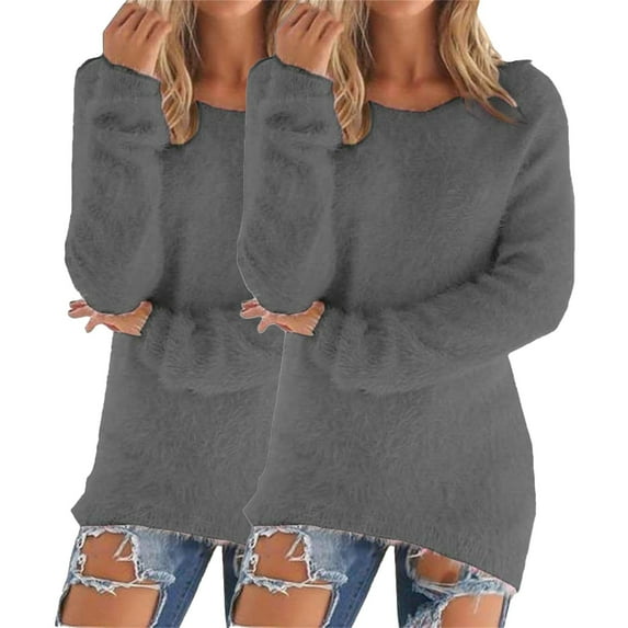 Duoif Womens Sweaters, Women's Fashionable Fuzzy Jumper - Long Sleeve ...