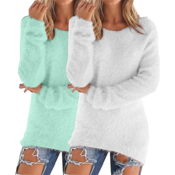 Duoif Womens Sweaters, Women's Fashionable Fuzzy Jumper - Long Sleeve ...