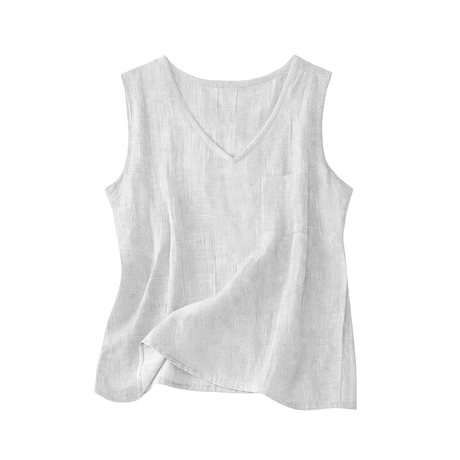 Duoif Womens Tank Tops, V-Neck Linen Tank, Casual Loose Fit T Shirts ...
