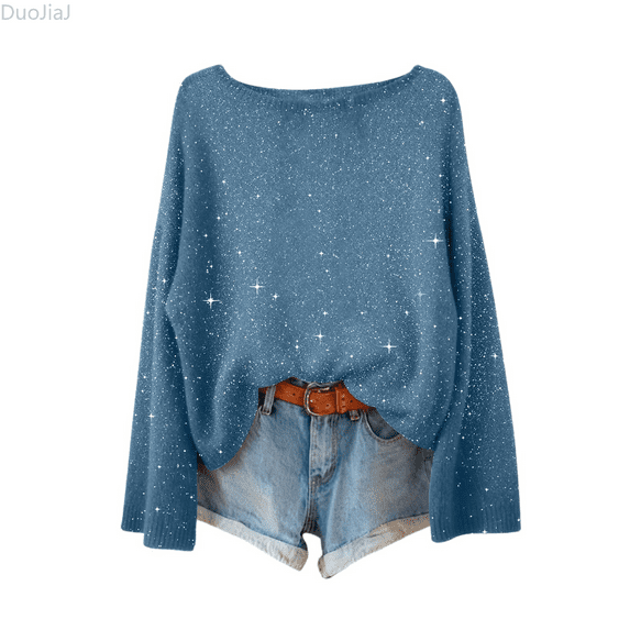 Duojiaj Solid Color Long Sleeve Off Shoulder Pullover T Shirt Casual ...