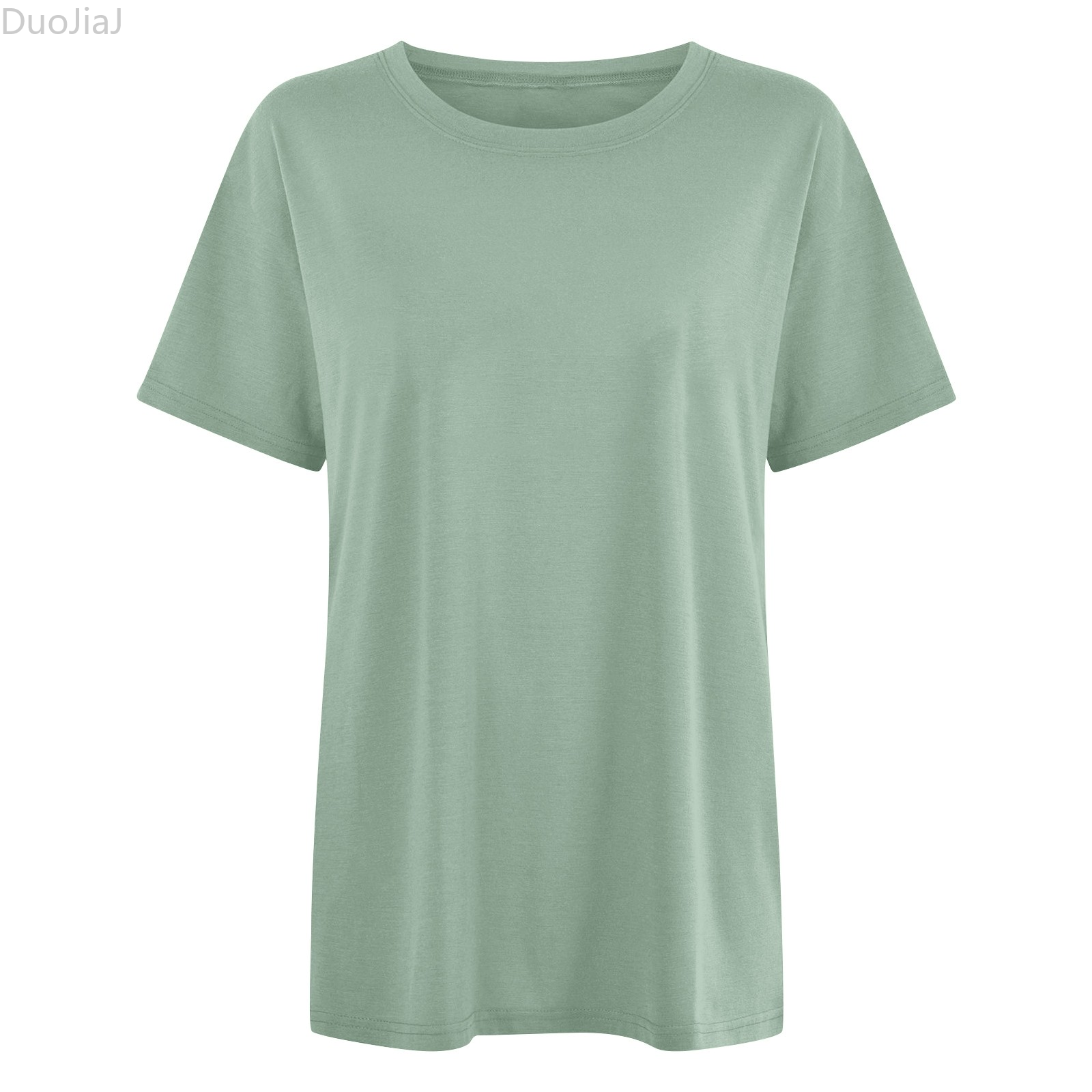 Duojiaj Women's Casual Solid Color Crew Neck Short Sleeve T Shirt ...