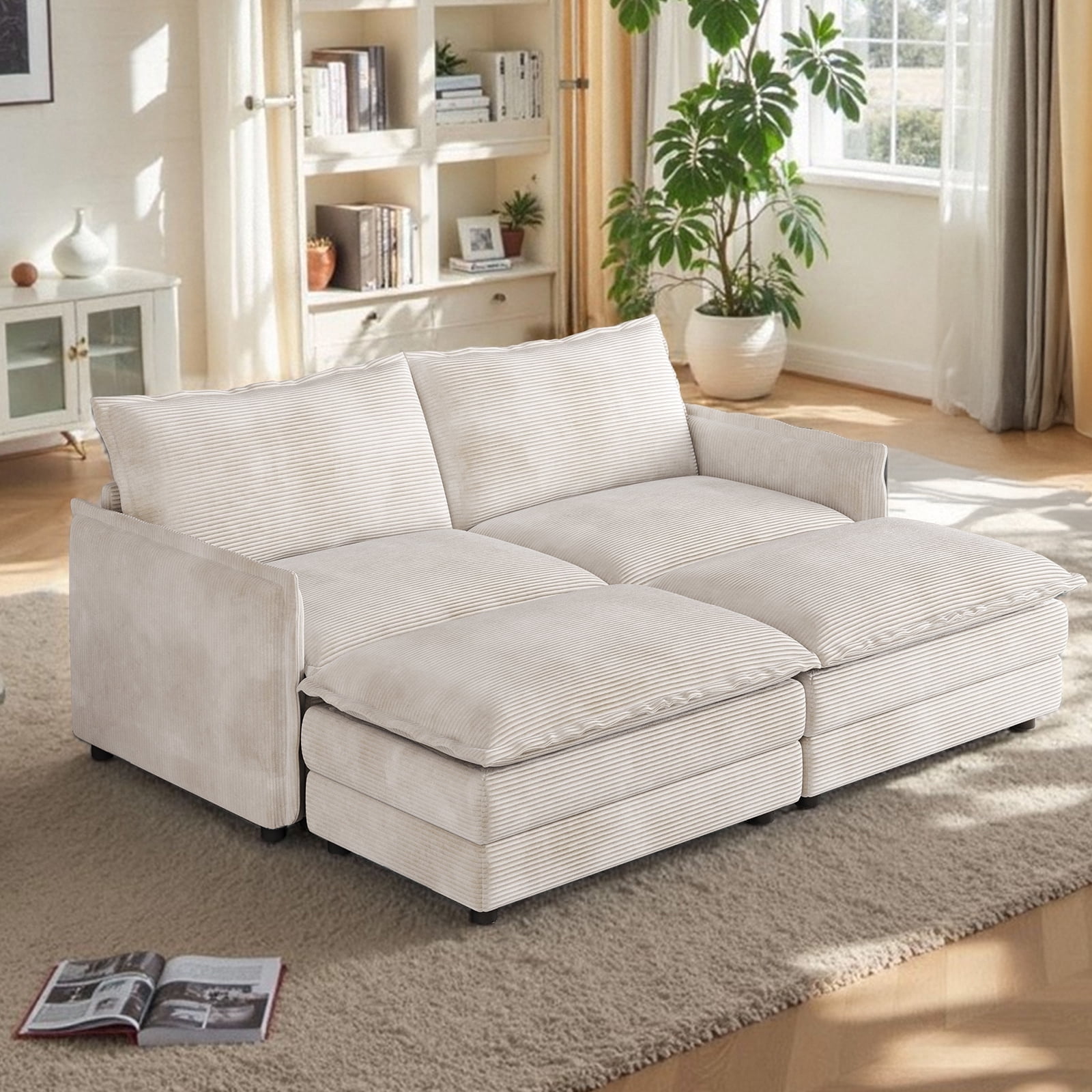 Duolove Furniture 75" Corduroy 2-Seater Comfortable Cloud Sofa with 2 ...